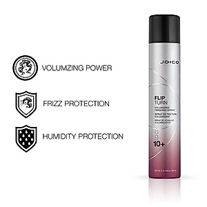 Joico Flip Turn Volumizing Finishing Spray | For Most Hair Types | Humidity Protection | Hold Level 10+ | Protect Against Pollution & Harmful UV | Paraben & Sulfate Free | 72 Hour Hold | 300mL
