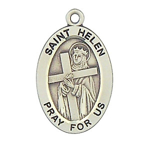 HMHReligiousMfg Sterling Silver Patron Saint Helen Oval Medal Pendant, 7/8 Inch