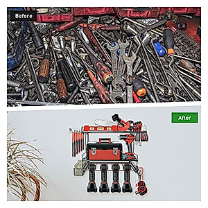 PCBRWA Wall Mounted Power Tool Storage Rack - Heavy Duty Wall Mounted Tool Rack with 3 Layer Metal Tool Organiz and storage with Screwdriver Holder/Plier Holder(Black)