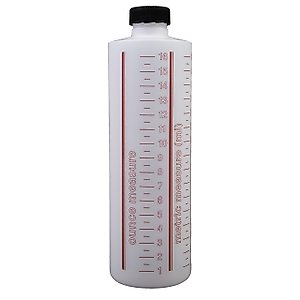 Consolidated Plastics Cylinder Measure Bottle with Cap, HDPE, Natural, 16oz, 12 Piece