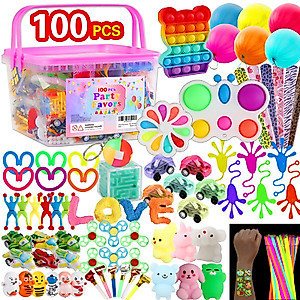 100 pcs Fidget Toys Pack, Party Favors For Kids 8-12 Mini Autism Sensory Toy Goodie Bag Pinata Stuffers Treasure Box School Prizes Birthday Party Supplies Halloween Treat Xmas Gifts For Boys Girls 4-8