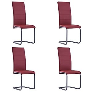 vidaXL 282098 Cantilever Dining Chairs 4 pcs Red Faux Leather
