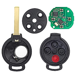 Beefunny 315MHz PCF7941 Chip FCC: KR55WK45144 Smart 3+1 4 Button Smart Remote Car Key Fob for Mercedes Benz Smart Fortwo (1)