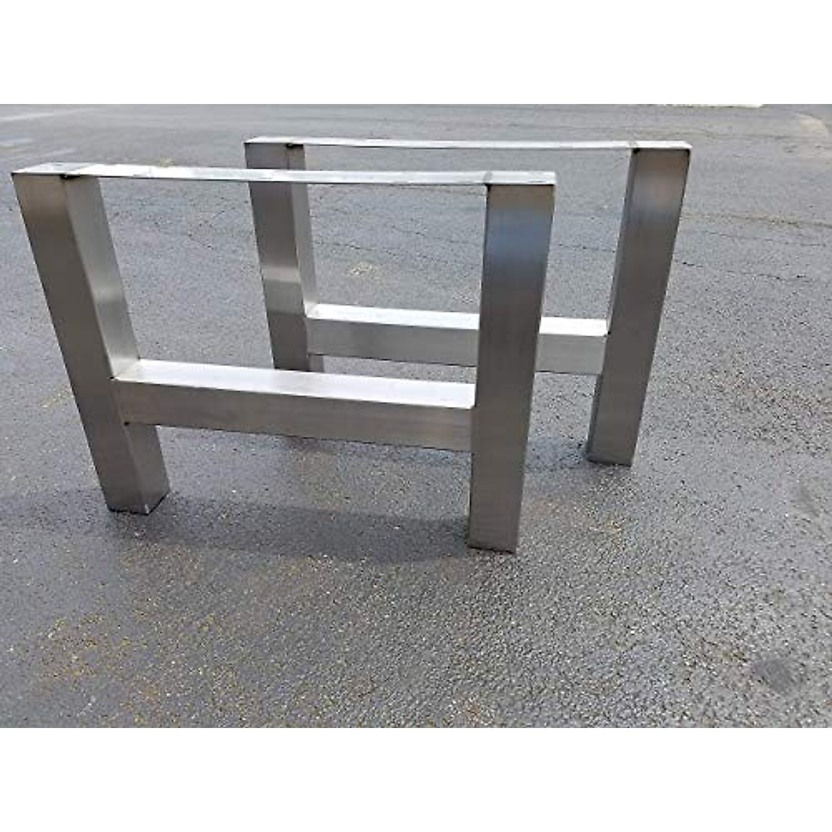 Brushed Stainless Table Legs, H-Frame Style - Any Size