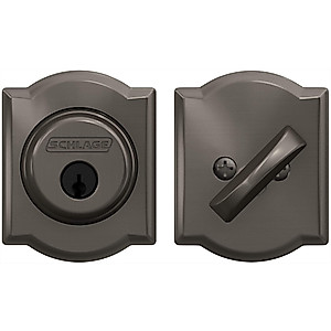 SCHLAGE Lock Company B60CAM622 Series Deadbolt Camelot Rose Single Cylinder Deadbolt, Matte Black