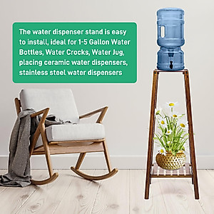 Natural Bamboo Water Dispenser Stand (30" Hight-8" Wide), New Upgrade 5 Gallon Water Jug Stand for 1-5 Gallon Water Dispensers, Water Dispenser Floor Stand for Kitchen, Living Room, Office, etc.