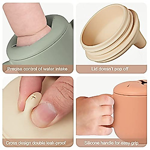 Didaey 2 Pcs Silicone Snack Cup and 2 Pcs Silicone Sippy Cups for Baby Kids Toddlers Spill Proof Food Container Toddler Training Cup with Handles Spout Lid Non Spillable Cereal Keeper