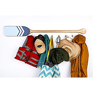 Coat Rack Wall Mount with 8 Hooks on Boat Paddle. Fun, Nautical Themed Clothes Hanger. Makes a Great Gift. Fully Assembled. Mount on Wall or Door in Mudroom, Entryway, Bathroom, Bedroom. Color: Navy