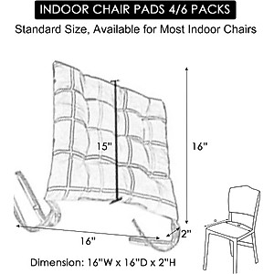 Chair Cushions for Dining Chairs 4 Pack-Kitchen Chair Cushions Set of 4,Chair Pads with Ties for Kitchen,Dining Room and Bedroom 2" Thickness 16 inch(Gray Arrow,4)