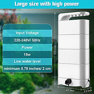 850L/H Turtle Water Filter, 4 in 1 Turtle Tank Filter Reptile Tank Water Filter with Sponge, Bio Balls, 2 Suction Cups and Drain Hose, Submersible Aquarium Filter for Amphibians and Reptiles Frog
