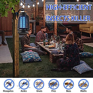 Lanpuly Bug Zapper, 4200V Electric Mosquito Zapper for Outdoor Indoor, 18W Waterproof Insect Killer Electronic Light Bulb Lamp for Home, Garden, Patio, Backyard, Plug in, Safe and Effective