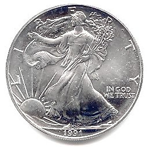 1991 - 1 oz American Silver Eagle .999 Fine Silver Dollar Uncirculated US Mint
