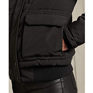 Superdry Womens Everest Bomber Jacket, Zip And Popper Fastening Black Size 12