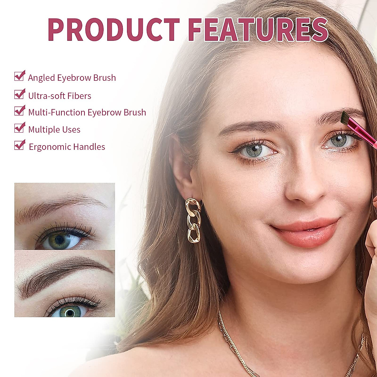 4D Hair Stroke Brow Stamp Brush Set Eyebrow Hair Stroke Brush with Eyebrow Cream Multifunction Ultra-thin Angled Realistic Eyebrow Brush Makeup Kit(Black)