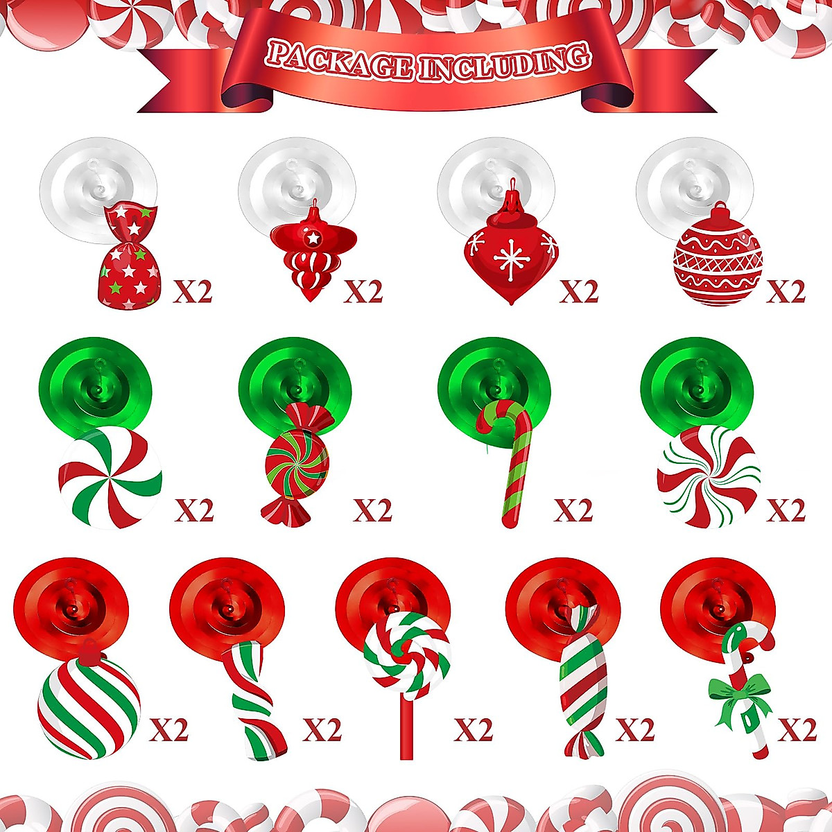 Funrous Christmas Peppermint Candy Hanging Decorations Christmas Candies Ceiling Hanging Swirls Xmas Party Ceiling Whirl Streamers for Home Winter Holiday Christmas Party (Red White Green)