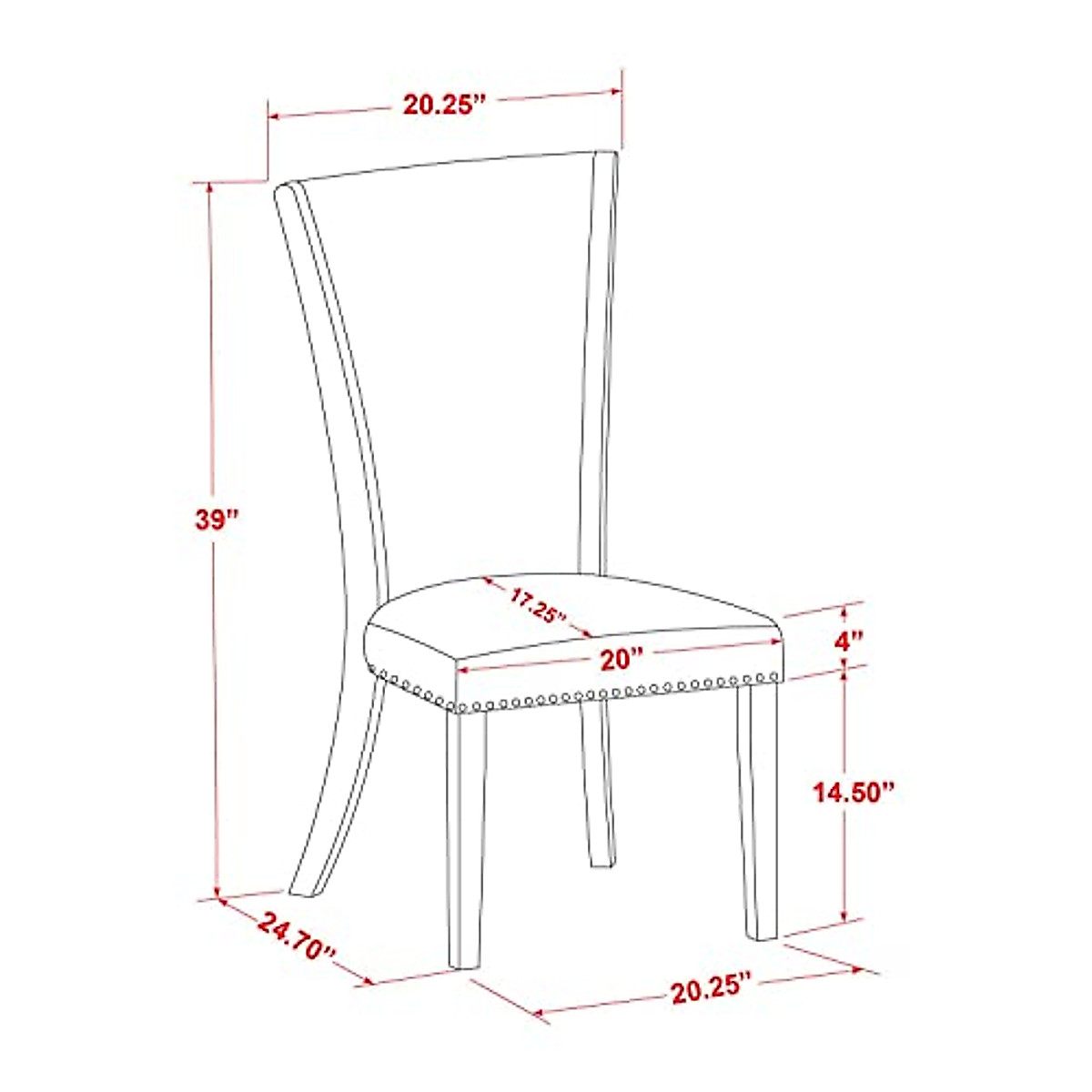 East West Furniture VEP3T47 Dining Chairs, Regular
