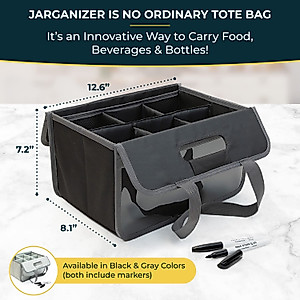 Jar Organizer 6 Mason Jar Bottle Carrier Foldable Stackable Organizer Storage Tote Bag with Handles, Removable Divider for Organizing, Storing, Carrying Ball Canning Jars, Drinking Jar Cups, Tumblers