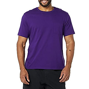 Amazon Essentials Men's Slim-Fit Short-Sleeve Crewneck Pocket T-Shirt, Pack of 2, Black/Dark Purple, Large