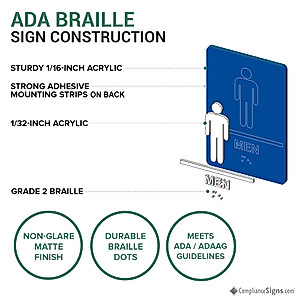 ComplianceSigns.com Exit Sign, ADA-Compliant Braille with Raised Letters, 6x4 in. White on Red Acrylic with Adhesive Mounting Strips