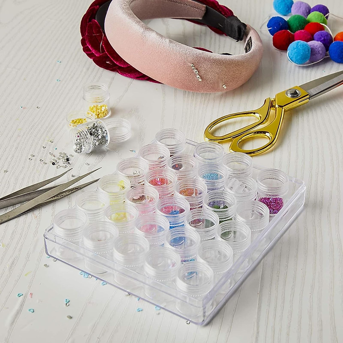 Clear Plastic Bead Storage Container with 30 Jars for Diamond Painting