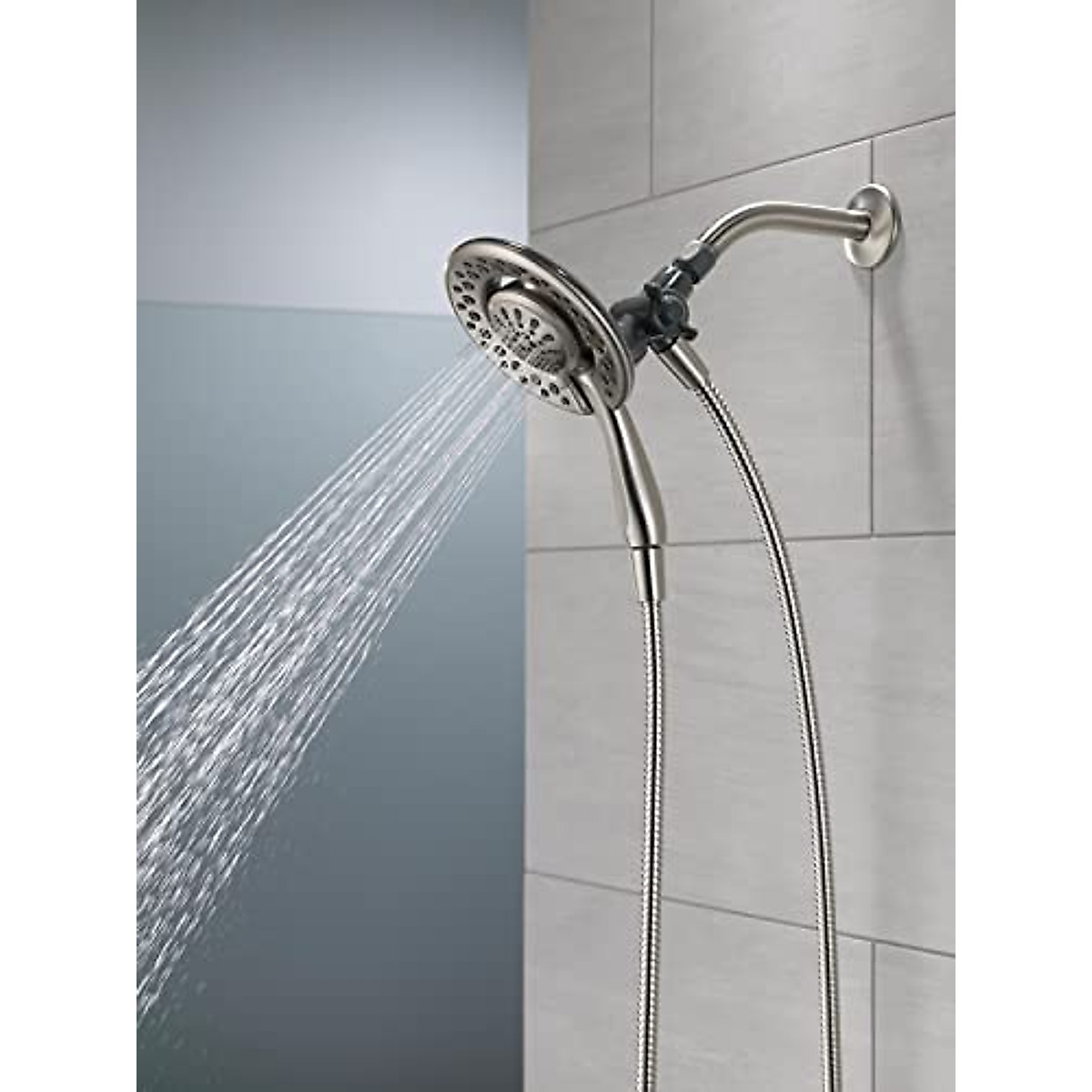 Delta D75486CSN In2ition 1.75 GPM 2-in-1 Multi Function Shower Head and Hand Shower with 60" Hose - Limited Lifetime Warranty Spotshield Brushed Nickel