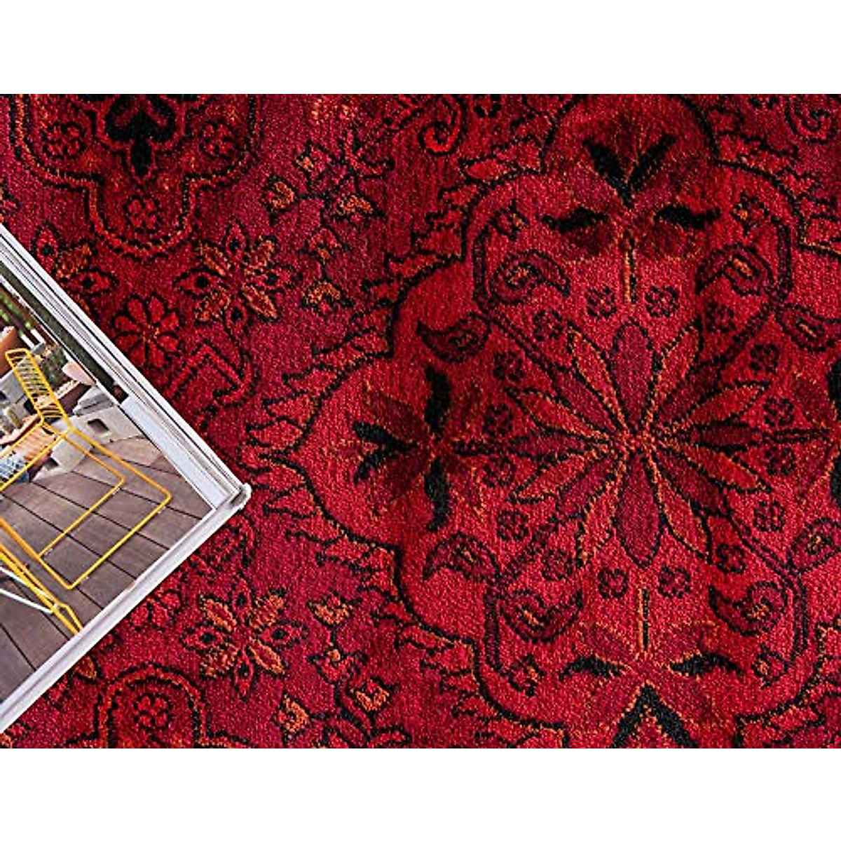 Unique Loom Tekke Collection Over-Dyed Saturated Traditional Torkaman Area Rug, 9 ft x 12 ft, Red/Black