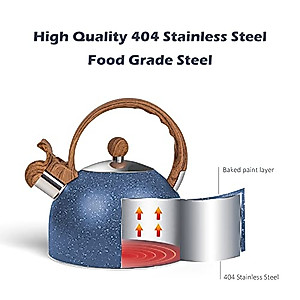 Tea Kettle for Stovetop, 2.5 Quart Stainless Water Teapot Boilers for Stovetops, Induction Stone Kettle with Loud Whistle - Perfect for Preparing Hot Water Fast for Coffee Tea (Blue)