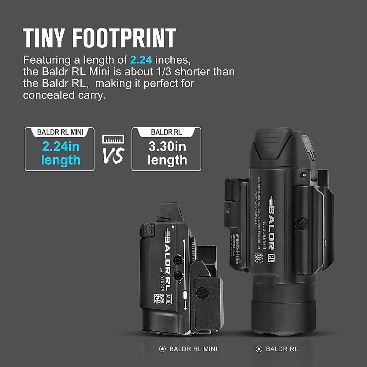 OLIGHT Baldr RL Mini 600 Lumens Compact Rail Mounted Weaponlight with Red Beam and White LED Combo, Magnetic USB Rechargeable Tactical Flashlight with 1913 or GL Rail, Built-in Battery