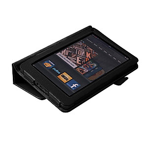 Fintie Folio Case for Kindle Fire 1st Generation - Slim Fit Stand Leather Cover for Amazon Kindle Fire 7" Tablet (2011 Release, no Rear Camera), Black