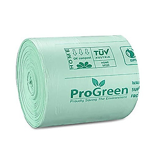 ProGreen 100% Compostable Bags 8 Gallon (30L), Extra Thick 0.85 Mil, 30 Count, Small Kitchen Trash Bags, Food Scraps Yard Waste Bags, ASTM D6400 BPI and TUV Austria Certified.