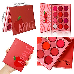 Afflano Red Eyeshadow Palette Makeup, Ultra Pigmented and Blending Bright Dark Hot True Red Eye Shade 12 Color, Cruelty Free Velvet Matte Shimmer Warm Fall Sunset Pink Red Eye Shadow Pallet