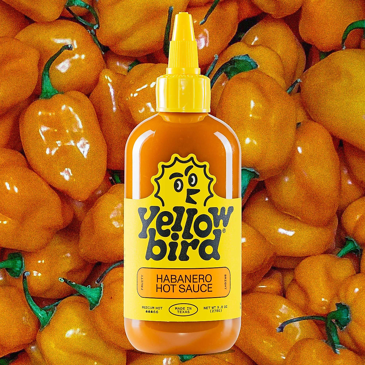 Yellowbird Classic Habanero Hot Sauce 9.8 oz. Pantry Size (Medium Hot | 1 Bottle | Made in Texas)