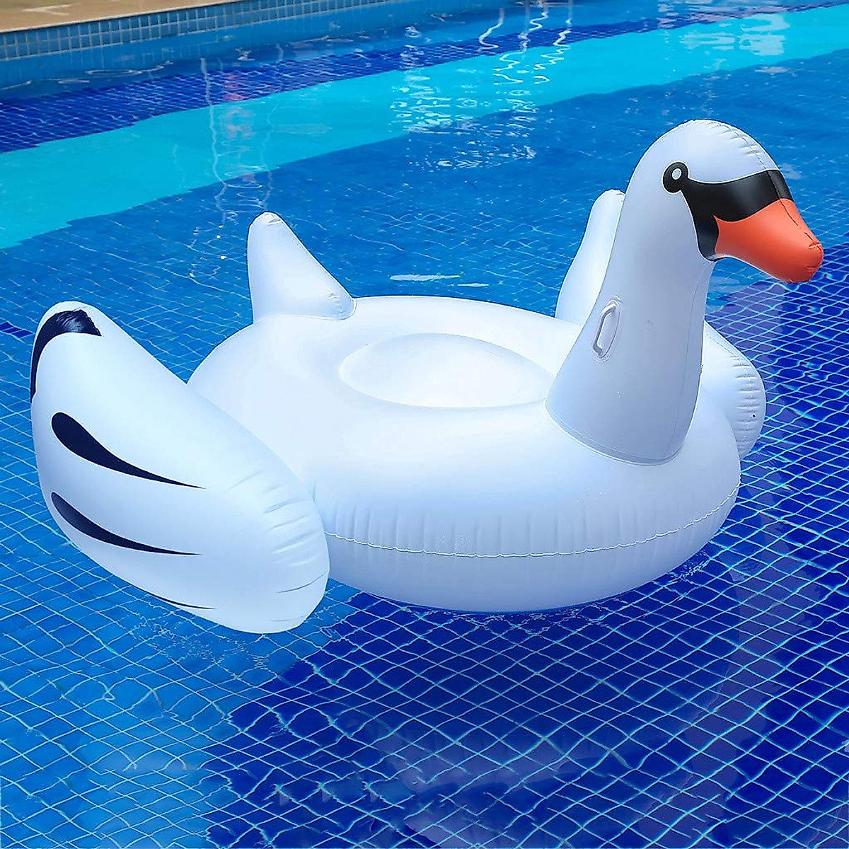 Toxz Swan Inflatable Ride-On Swimming Ring,Suitable for Children and Adults,Built-in Handles,59" X 59" X 39.3"(Ship from US!)