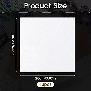 10 Pieces Embroidery Cloth Fabric Cotton White Canvas Fabric Embroidery Linen Squares, 7.9 Inch Cross Stitch Fabric Cotton for Embroidery Handmade Needlework DIY Clothing Crafts Flower Pot Decoration