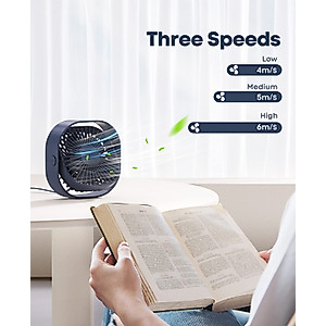 Mini Desk USB Fan Small: Mini USB Desk Fan Portable Small fan 3 Speeds Desktop Fans 4 Inch Quiet Cooling 360° Rotate Mini Table Fan - Office Bedroom Home