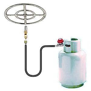 MOFLAME 4 Feet High-Pressure Propane 0-20 PSI Adjustable Regulator Hose Assembly with LP 1/2" Air Mixture Valve for Liquid Propane Fire Pits，Fireplace