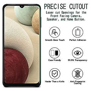 KAREEN (2 Pack) Screen Protector Designed for Samsung Galaxy A12 Tempered Glass, Support Fingerprint Reader, Anti Scratch, Bubble Free, Case Friendly, 9H Hardness