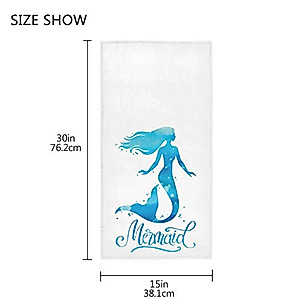 Pfrewn Mermaid Girl Hand Towels 16x30 in Fish Scales Bathroom Towel Soft Absorbent Ocean Sea Underwater Summer Small Bath Towel Kitchen Dish Guest Towel Home Bathroom Decorations