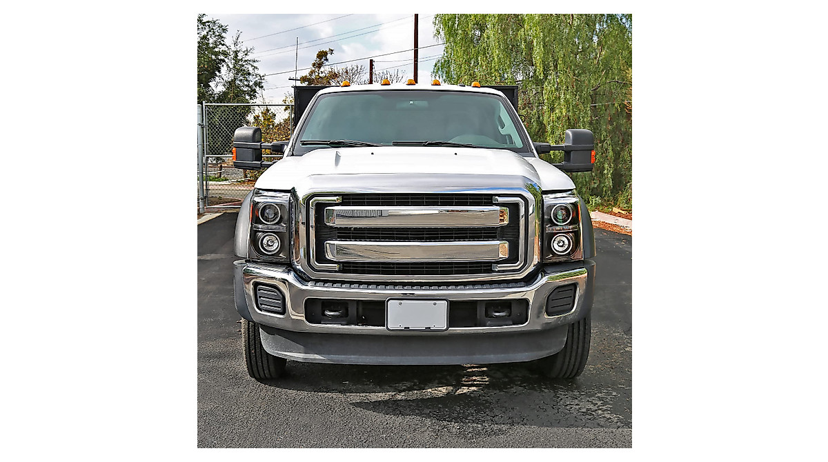 SPEC-D TUNING Black LED Halo Headlights for Ford Super Duty