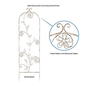 Pure Garden 50-LG5079 (Antique White) Garden Trellis-for Climbing Plants