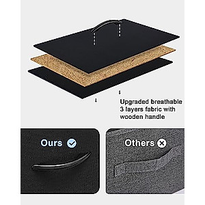 Crestlive Products Fabric Dresser Drawers with Wood Handles, Closet Storage Organizer Bin for Clothes Underwear Bras Socks, Foldable Containers for Bedroom, Hallway, Entryway - Set of 2, Black