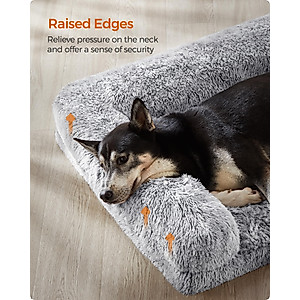 Feandrea Dog Bed, Orthopaedic Dog Sofa Bed for Medium Dogs, Waterproof Ped Bed with Removable Washable Cover, 36 x 27 x 9 Inches, Gray Ombré UPGW232G01