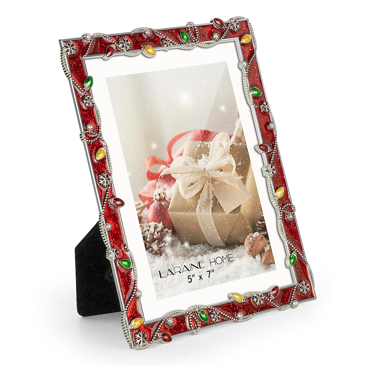 LARAINE 5x7 Picture Photo Frame Christmas Metal 2024 Christmas High Definition Glass Display Pictures for Tabletop Home Decorative Holiday Gift (Red, 5x7)