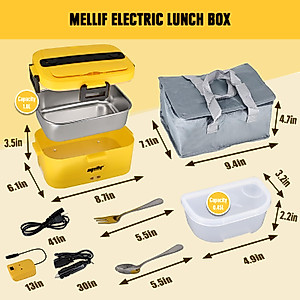WITLIGHT Electric Lunch Box, Mellif Compatible with dewalt 20V Max Battery (NOT Included) 75W 62OZ(1.8L) Food Heater 110V/12V/24V for Home/Truck/Jobsite, Leak-proof Portable Heated Lunch Kit
