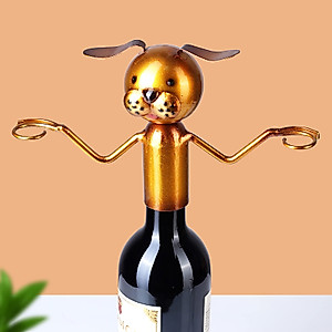 Drincarier Dog Decor Wine Glass and Bottle Holder Tabletop Wine Racks Shelf Metal Home Decor Wine Decor,Hold 1 Wine Bottle and 2 Glasses (Dog Wine Glass Holder)………