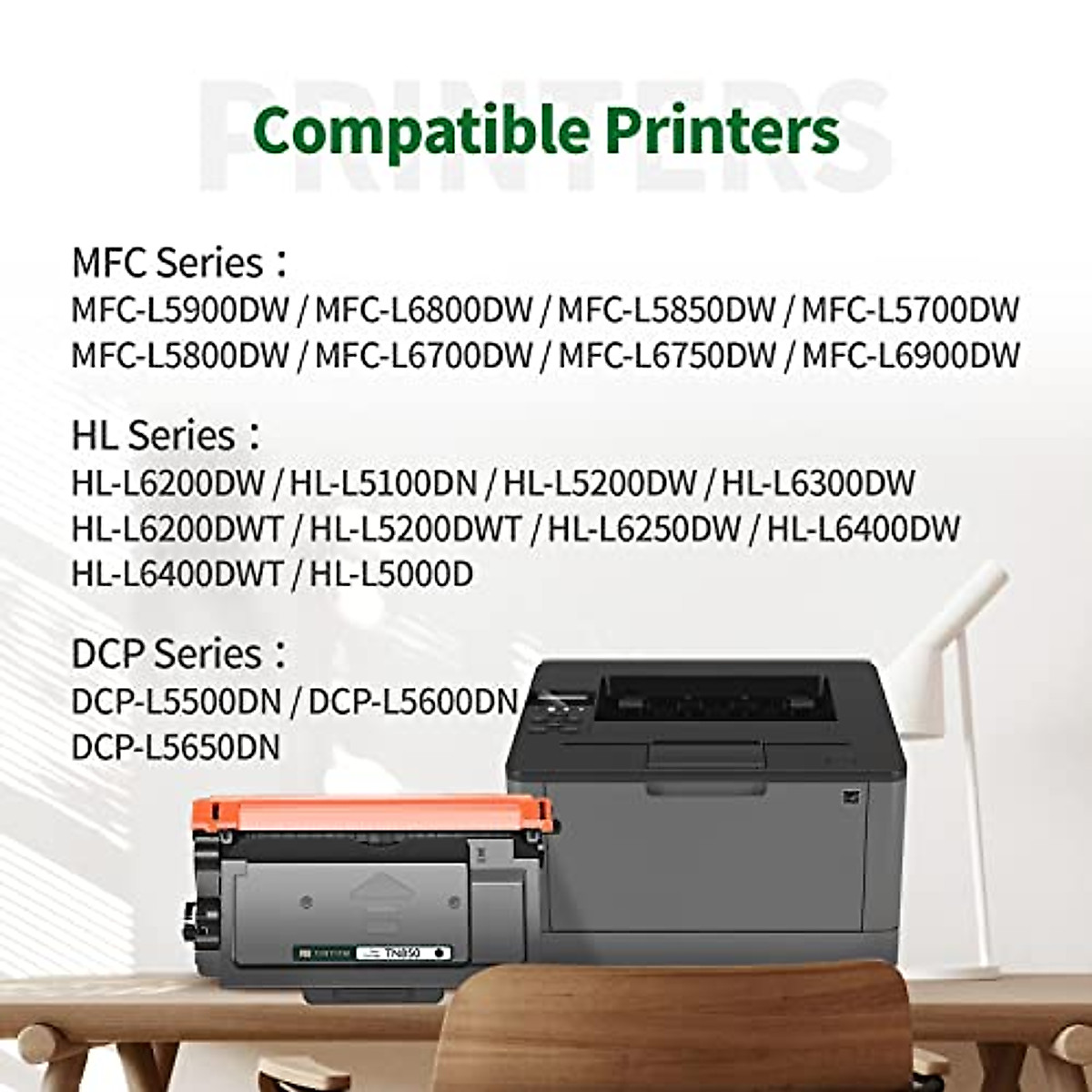 JINTUM Compatible TN850 Toner Cartridge Replacement for Brother TN850 High Yield Toner TN-850 TN820 TN-820 for use with MFC-L5900DW HL-L6200DW MFC-L6800DW MFC-L5850DW HL-L5100DN Printers (2 Black)