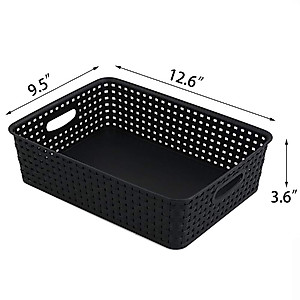 Tstorage 5 Packs Plastic Paper Storage Basket Tray for Office, Black