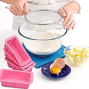BAKER DEPOT Silicone Mini Bread Loaf Pans for Baking Nonstick Small Toast Cake Bakeware 6.5 inch Rectangle Mould DIY Handmade Soap Set of 4
