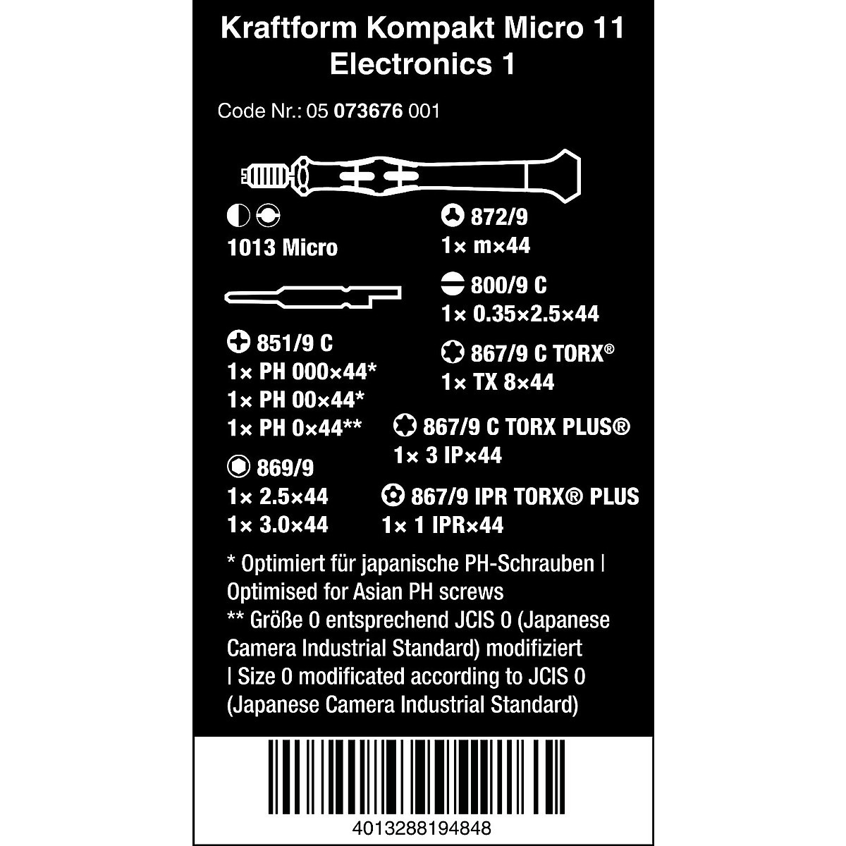 Kraftform Micro 11 Electronics 1 Screwdrvr Set