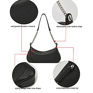 DORIS&JACKY Small Goatskin Leather Shoulder Bag With Metal Chain (1-Black)